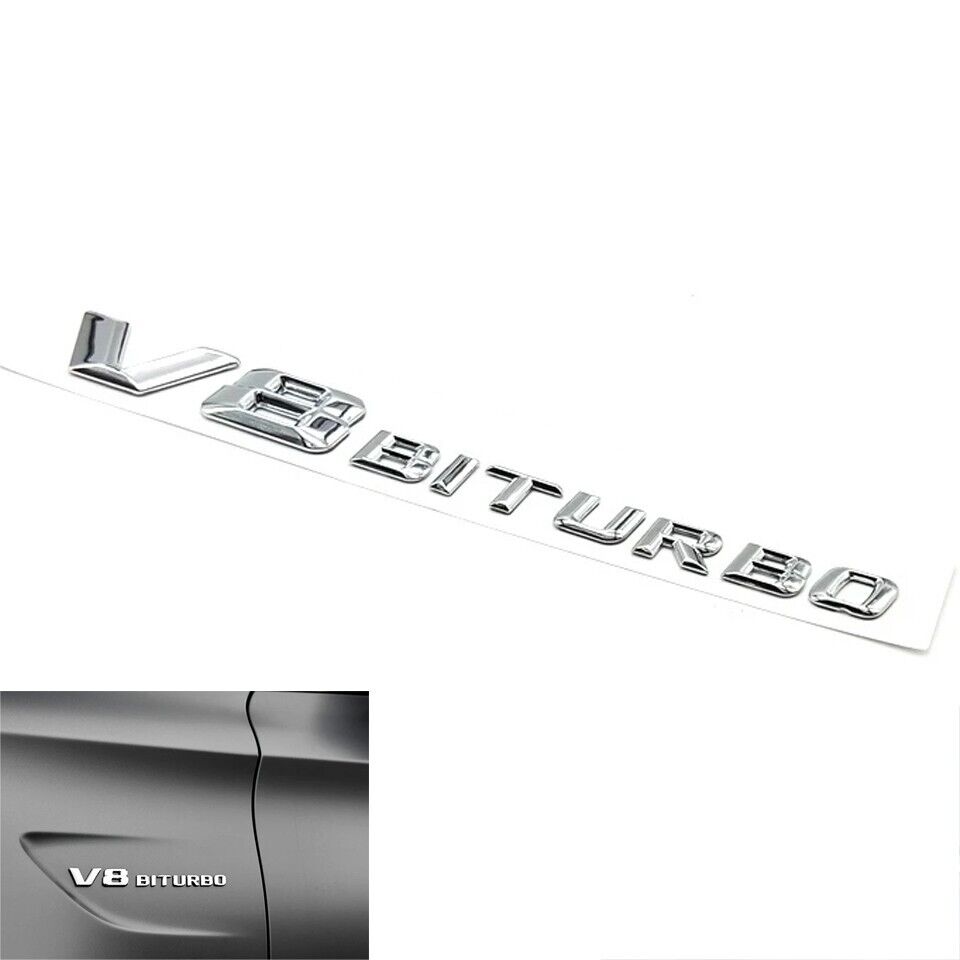 Mercedes V8 biturbo chrome lettering logo sticker Badge E63 CL63 CLS63
