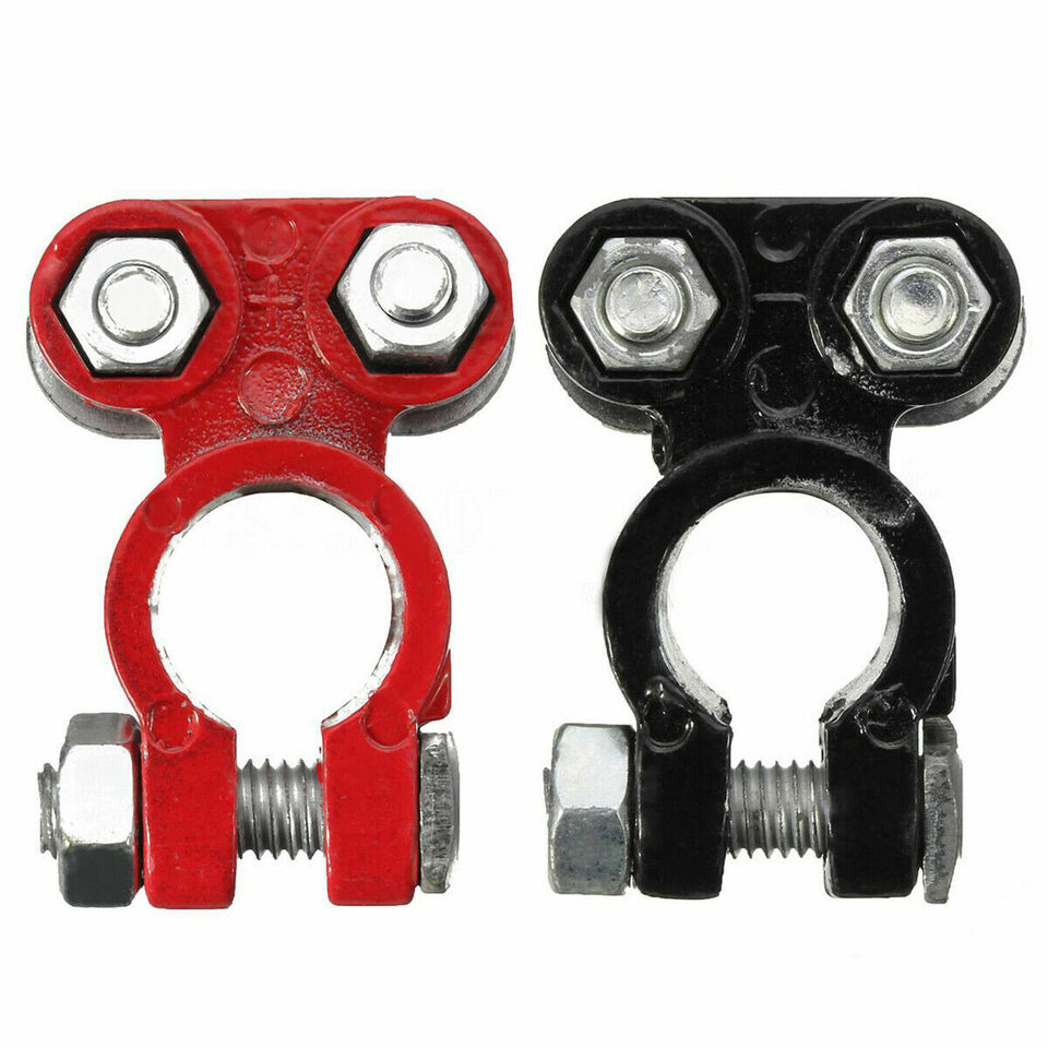 Positive & Negative Car Battery Terminal Clamp Connector Pair